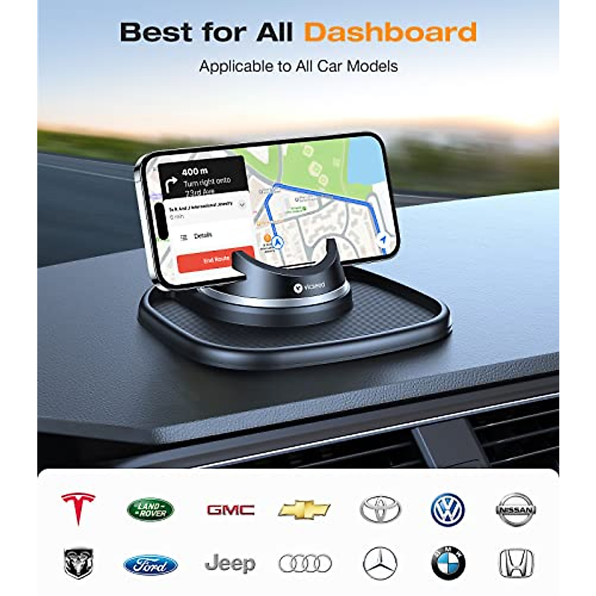 VICSEED 2023 Upgraded Dashboard Phone Holder Car [No.1 Stable, Never Slip& Fall] Reusable Silicone Phone Mount for Car Dash Anti-Slip Pad Mat Car Phone Holder Mount Fit iPhone 14 Pro Max All Phones