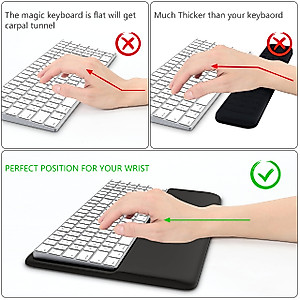 HONKID Keyboard Wrist Rest for Magic Keyboard 2 with Numeric Keypad(MQ052LL/A, A1843) and Magic Keyboard with Touch ID(‎MK2C3LL/A), Slim Keyboard Wrist Rest Relieve Pain & Fatigue