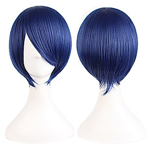 MapofBeauty 12 Inches/30 cm Short Straight Cosplay Costume Wig Party Wig (Mixed Blue)