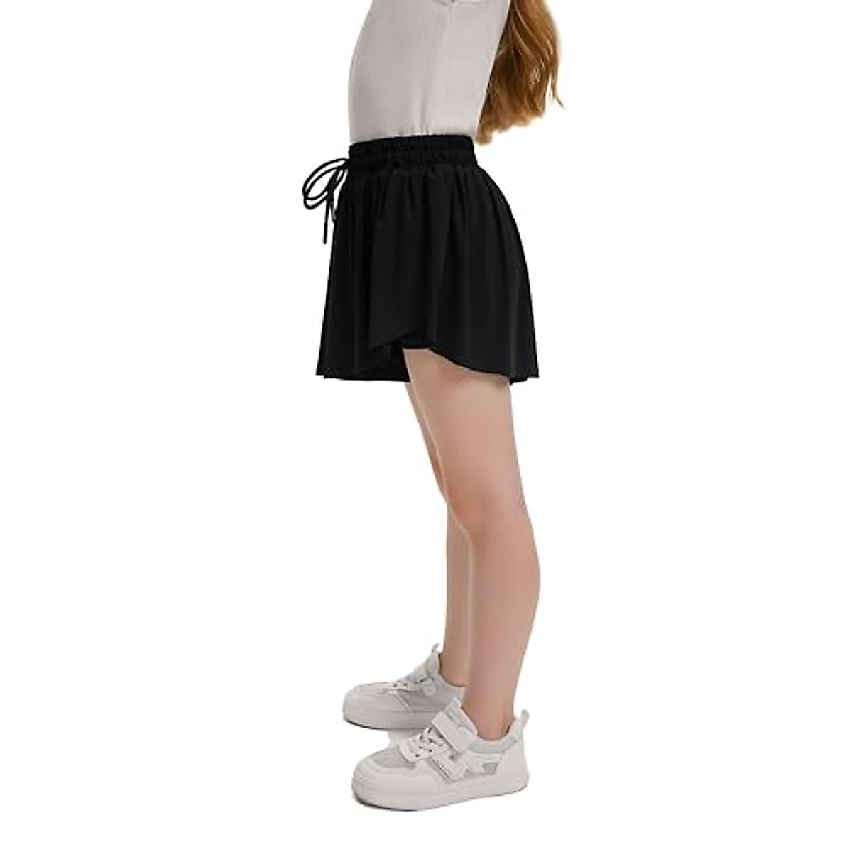 3 Pack Girls Flowy Shorts with Pockets 2 in 1 Youth Teen Kids Athletic Skirts Running Sports Dance Skort Size 6 Set 01