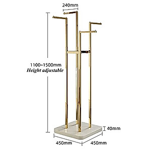 Etlegor Clothing Rack – Heavy Duty 4 Way Rack, Stainless Steel Floor Hanging Clothes Rack Adjustable Height Arms Thickened Base Perfect for Clothing Store Display with 4 Straight Arms