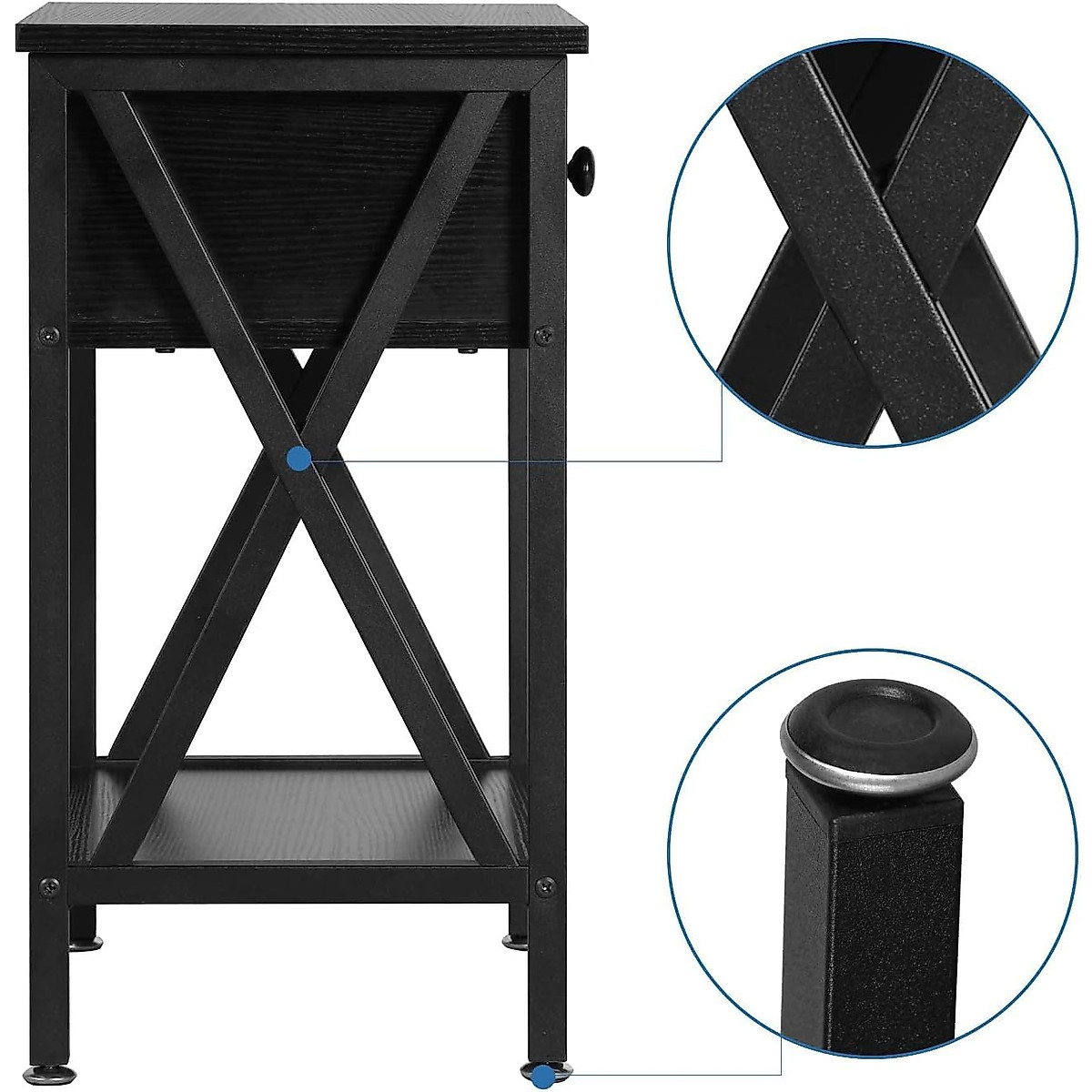 VECELO Nightstands, Modern End Side Tables,Night Stand with Drawer &Storage Shelf for Bedroom Living Room Lounge