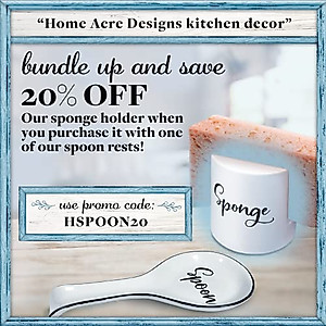 Home Acre Designs Spoon Rest For Kitchen Counter & Stove Top - White Ceramic Spoon Holder for Cooking & Counter Protection - Essential Kitchen Gadgets - White Farmhouse