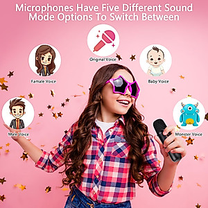 Mini Karaoke Machine for Kids,Portable Bluetooth Speaker with Wireless Microphone,Christmas and Birthday Gifts for Kids,Toys Gifts for Aged 3 4 5 6 7 8 9 10 11 12+ Years Teens Girl Boys Black