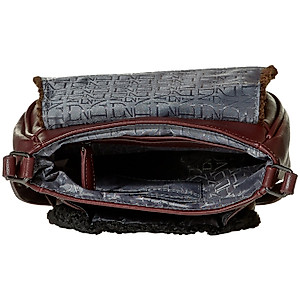 Danielle Nicole Womens Minx Faux Leather Flap Saddle Handbag Purple Small