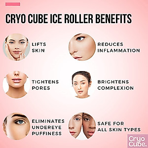 Cryo Cube Ice Roller for Face, Eyes and Neck Naturally tone and tighten skin, de-puff eye bags, add a healthy glow Cryotherapy for face and neck which helps enhance skin elasticity (Pack of 1)