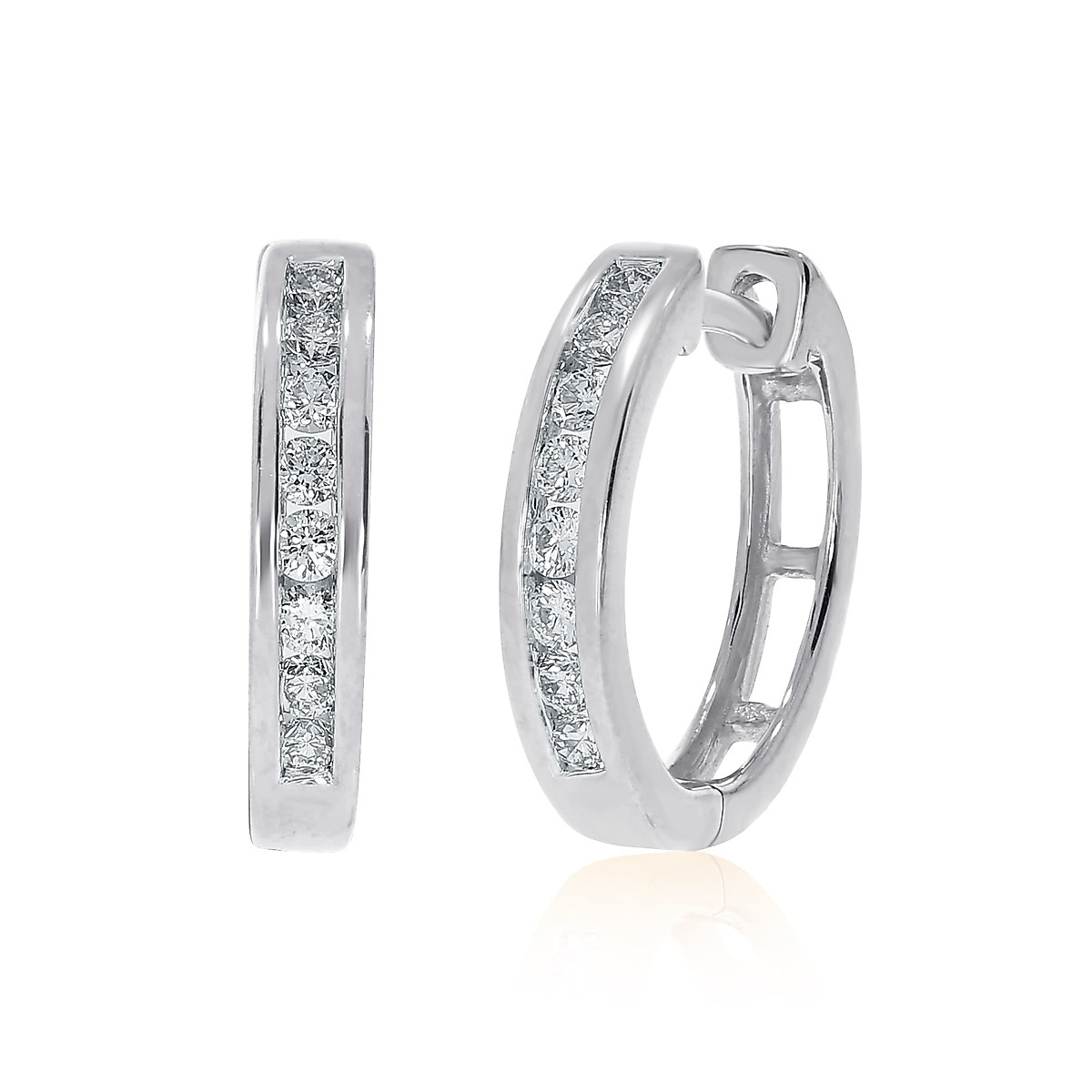 La Joya 1/4 CT Lab Grown Diamond Hoop Earrings for Women | Real 925 Sterling Silver Diamond Huggies Earrings for Women | Ideal Gift also as Diamond Hoop Earrings for Men