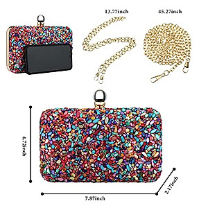 Clutch Purse for Women - Multicolor Rhinestone Crossbody Bag - Elegant Evening Handbag (Multicolor)