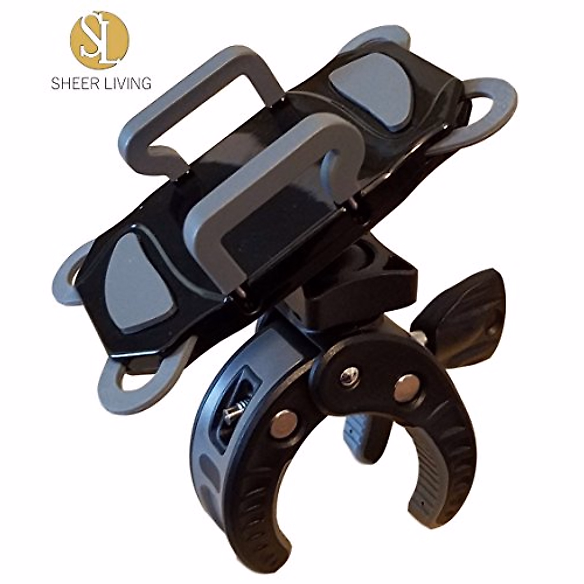 Stroller Phone Holder, Shopping Cart Phone Holder, Golf Cart Phone Holder, Bike Phone Mount, for Motorcycle, Scooter, ATV, Boat, Spin Bike, Bicycle Handlebar- Universal- iPhone, Cell Phone Clamp