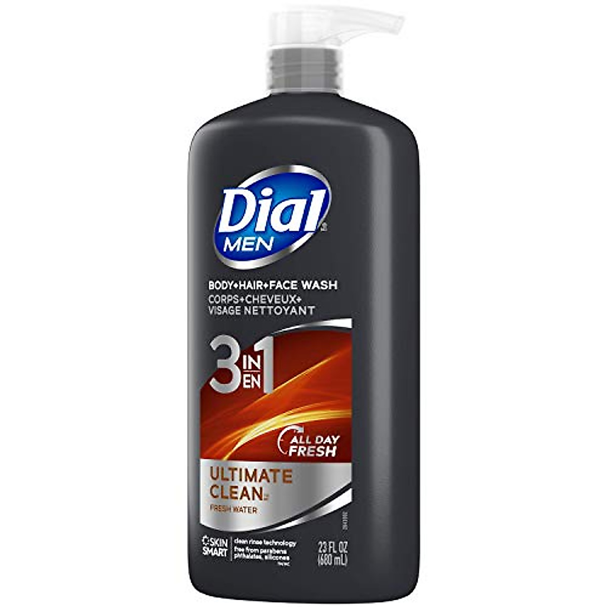 Dial Men 3in1 Body, Hair and Face Wash, Ultimate Clean, 69 fl oz (3-23 fl oz Bottles)