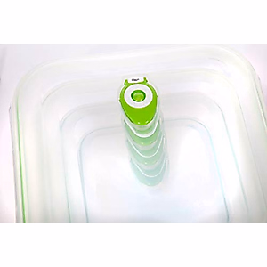 Ozeri INSTAVAC Green Earth Food Storage Container Set, BPA-Free 8-Piece Nesting Set with Vacuum Seal and Locking Lids