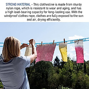 2 Pack Windproof Portable Clothesline with Hooks 16.4 ft Nylon Clothes Line Travel Laundry Line Drying Hanger Rope for Indoor Outdoor Camping Home Hotel Room