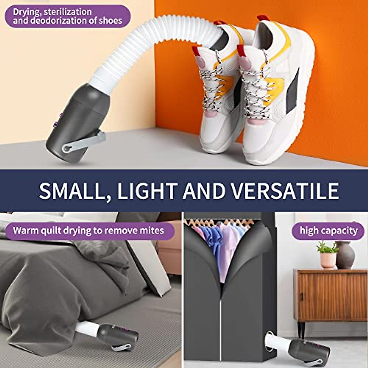 TAISHAN UV Portable Clothes Dryer, Travel Mini Dryer Machine，New Generation Electric Clothes Drying With sterilization function for Apartments