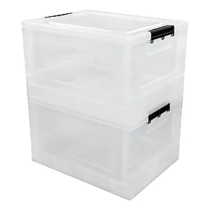 Kiddream Collapsible Storage Boxes, Plastic Folding Storage Bin Set of 2, 30 Liter