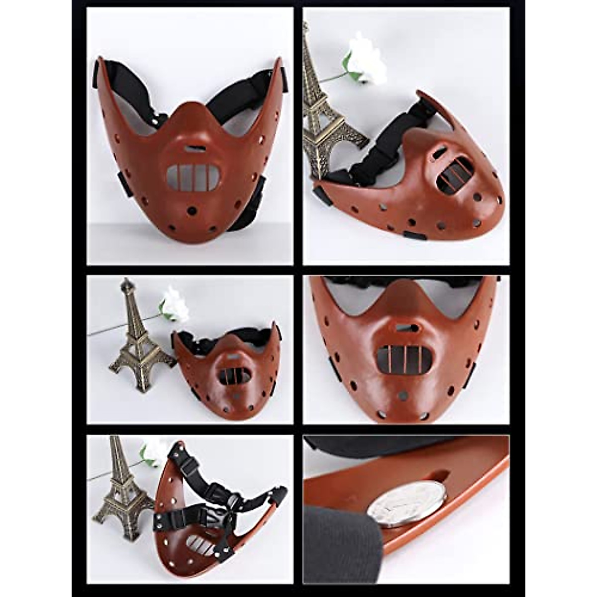 Hannibal Lecter Mask Cosplay The Silence of The Lambs Half Face Killer Prop Resin (Coffee)