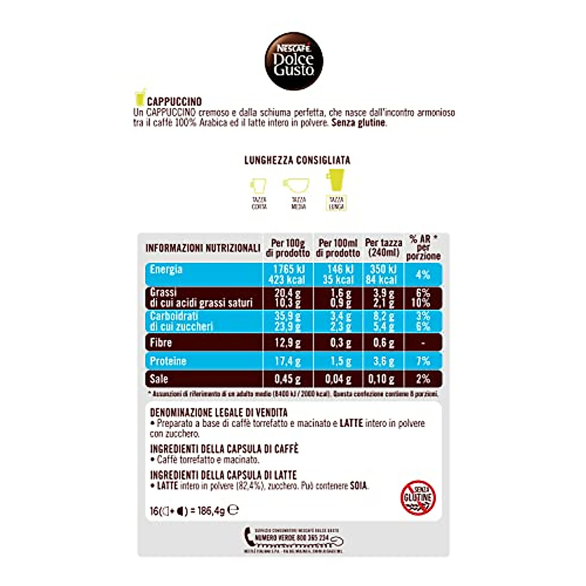 Nescafe Dolce Gusto Cappuccino 16 Capsules 100g