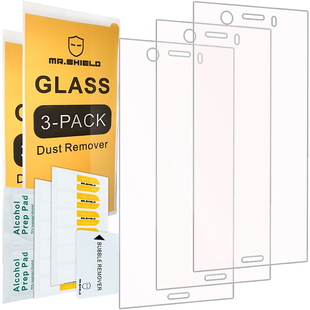 Mr.Shield [3-PACK] Designed For Sony Xperia XZ1 Compact [Tempered Glass] Screen Protector [0.3mm Ultra Thin 9H Hardness 2.5D Round Edge] with Lifetime Replacement