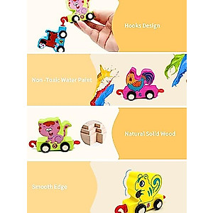 ZRCCOX Wooden Farm Animals Train Set Toy for 2 3 4 Year Old Girls and Boys Birthday Gifts Montessori Toddlers Toys for Ages 2-4 Boy Toy Train Learning Educational Toys for Kids 1-2-4