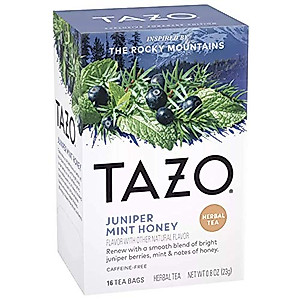 Tazo Herbal Juniper Mint Honey Tea 16 Count. Herbal tea bags. Caffeine Free. 2 Pack.