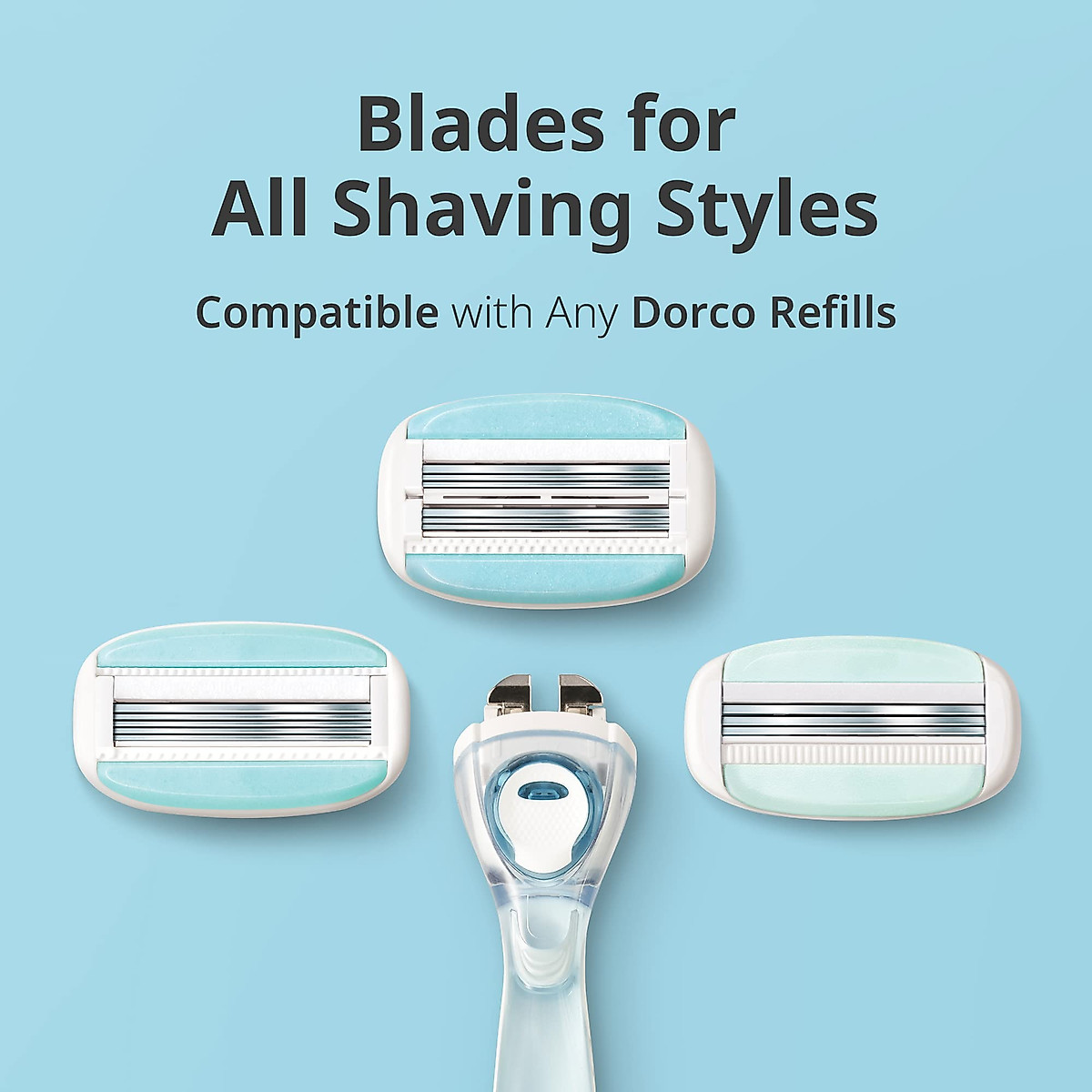 Dorco EVE6 Smooth Touch™ Razor for Women, Includes 1 Razor Handle and 6 Long-Lasting Razor Blade Refills| 1 Handle + 6 Cartridges (Handle + 6 Refills)