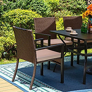 MFSTUDIO Patio Dining Chairs Set of 2,Outdoor Rattan Wicker Chairs with Removable Cushion for Garden,Porch,Balcony