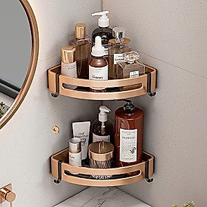 Lovelyduo 2-Pack Shower Corner Shelf Bathroom Corner Shower Caddy Organizer for Kitchen Toilet No Drilling Bathroom Corner Shelves Shower Caddies