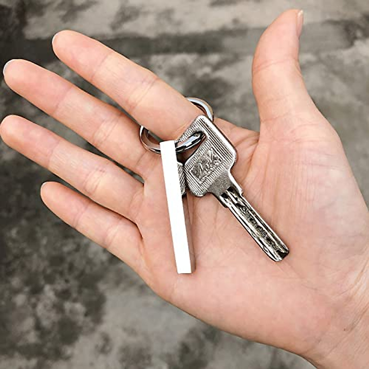 VNOX Customize Stainless Steel 3D Dainty 4 Sided Vertical Cuboid Bar Keychain for Men Women,Set for 4