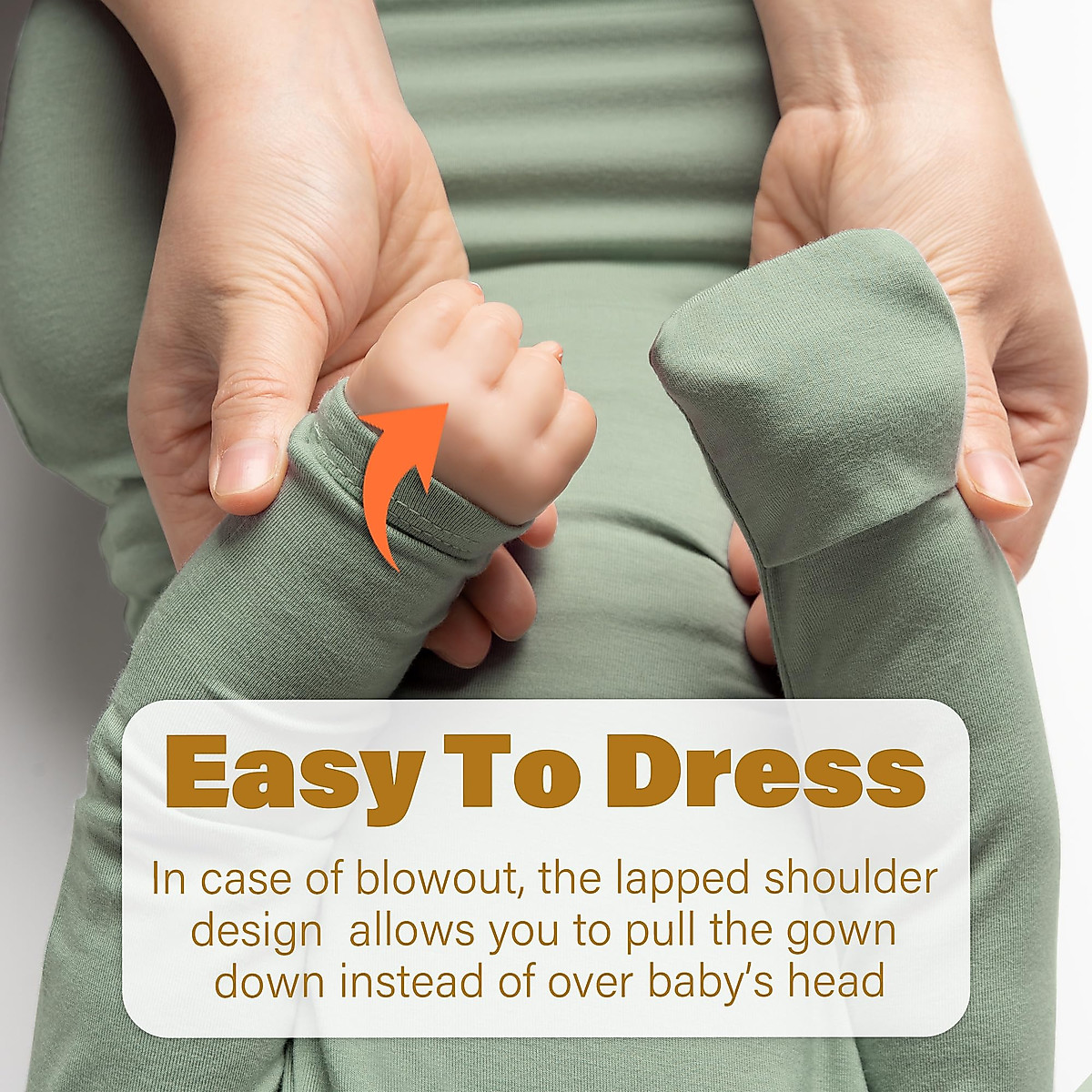 Baby Knotted Gown with Hat Set for Newborn Boy Girl, Ultra Soft Tie Gown with Mitten, Long Sleeve Infant Sleeper 0-3 M Grey Green