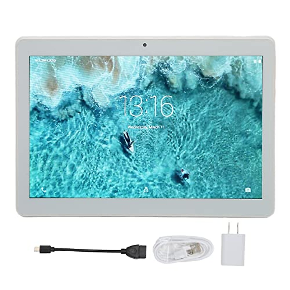 VINGVO Tablet PC, T10W 2MP Front Camera 128GB Extended Storage Dual SIM Dual Standby 10.1 Inch Tablet for Android 12 for Calling (US Plug)