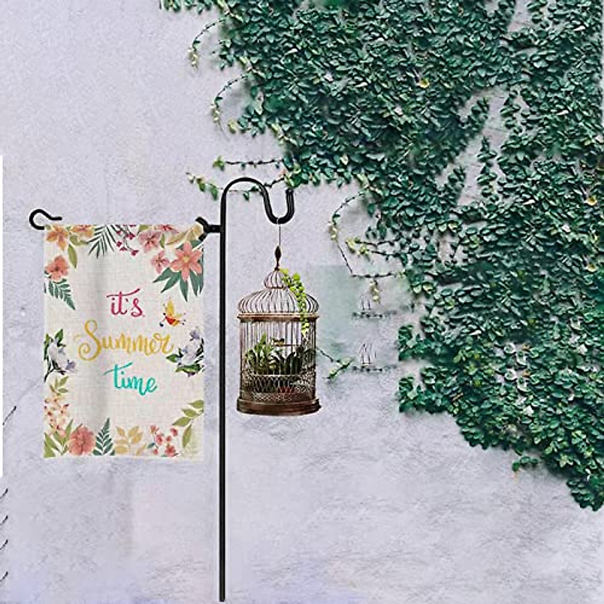 Rexwnadu Shepherd Hook&Garden Flag Holder Stand 48 Iches Bi-Use Sherpherd Hooks Heavy Duty Flag Pole Adjustable Height Yard Flag Stand Garden Decoration Rust Resistant