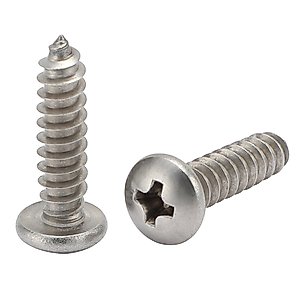 #8 x 3/4" Pan Head Self Tapping Screws Sheet Metal Wood Screws, 304 Stainless Steel 18-8, 100 PCS