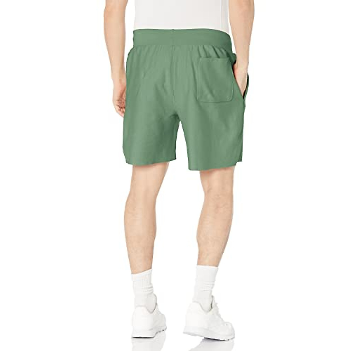 Champion Men's Reverse Weave Cut, Raw Hem Fleece Shorts, 7", Native Fern Green C Patch Logo, Medium