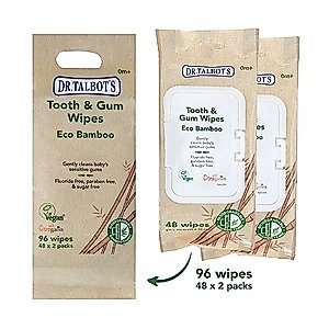 Dr. Talbot's Eco Bamboo Baby Tooth and Gum Wipes Naturally Inspired With Citroganix, 2-pack, 96 count