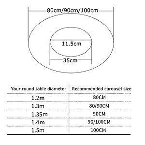 WYFFF 80 cm (30 Inch) Large Lazy Susan for Table Top, Round Home Hotel Table, Black Tempered Glass Turntable Base, 360° Rotating for Kitchen Dining Table Tabletop