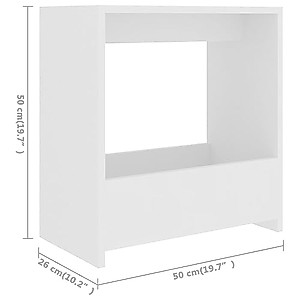 Side Table White 19.7"x10.2"x19.7" Engineered Wood Stylish End Table for Any Space Chic End Table for Modern Homes