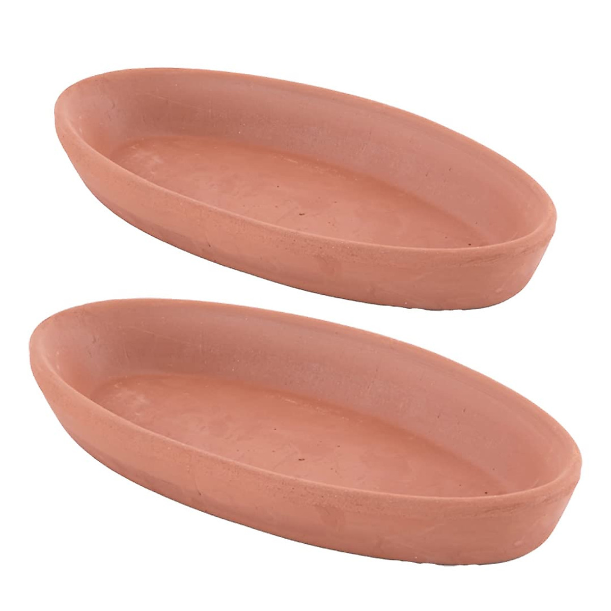 Handmade Oval Clay Pan Set of 2, Lead-Free Terracotta Pots for Cooking Fishes, Meat, Vegetables, or Mushrooms, Unglazed Earthen Pottery Cookware Suitable for Stovetop and Oven-Cooking (Large 12.2 in)