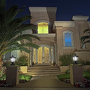 Solar Post Lights Outdoor, Solar Lamp Post Cap Fence Lights, Waterproof for Wood Fence Deck Patio Garden Decorative, Fit on 4x4 Wood Posts, 15 Lumens, Black (2 Pack)