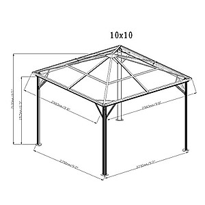 Sojag Outdoor 10' x 10' Verona Hardtop Gazebo Outdoor Sun Shelter