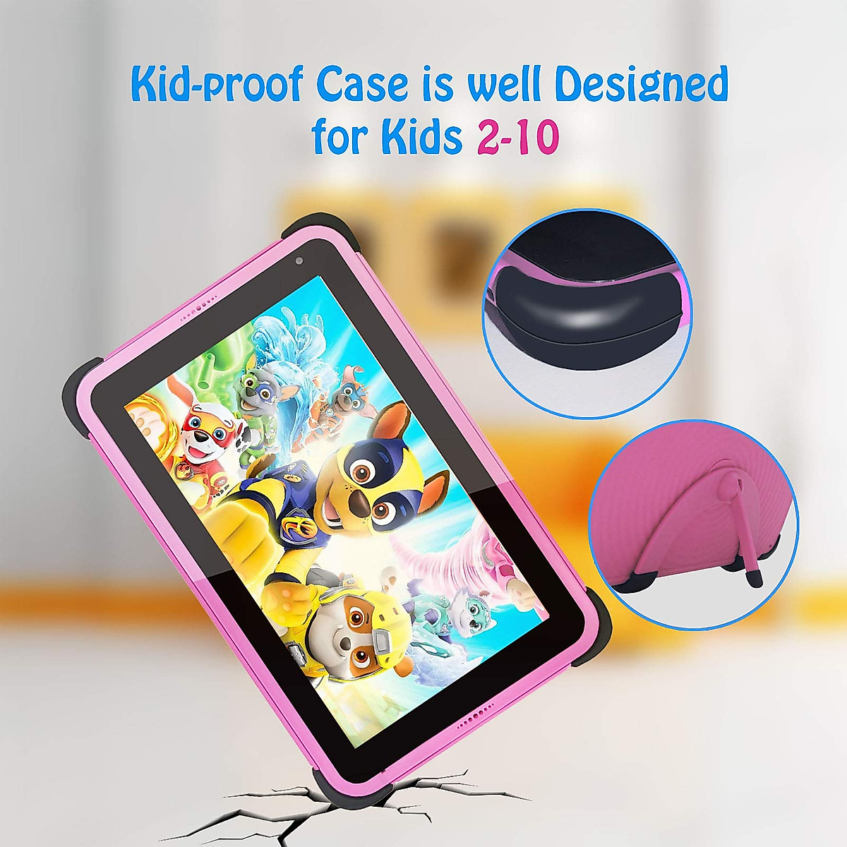 CWOWDEFU Kids Tablet 7 Inch Android 11 Tablet Kids Learning Tablet WiFi Tablet for Children Toddlers 7" Tablet for Home School Parent Control Educational Tablet with Kid-Proof Case (Pink)