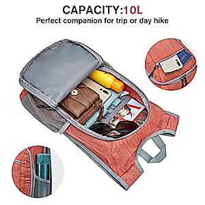 G4Free 10L/15L Hiking Backpack Lightweight Packable Hiking Daypack Small Travel Outdoor Foldable Shoulder Bag(Red)