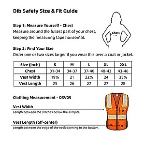 Dib Safety Vest for Women with Pockets, Mesh Reflective Vest High Visibility, ANSI Class 2 Made with 3M Reflective Tape, Orange and Black S