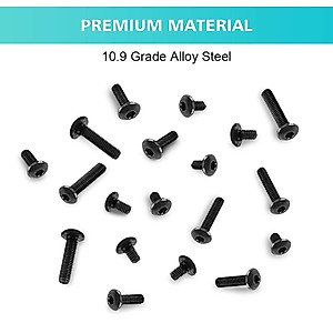 300Pcs M3 Hex Socket Screws Bolts Nuts Washers Set, M3 Button Head, Black Alloy Steel Full Thread Button Flat Head Screws Set Assortment(B-Button Head)