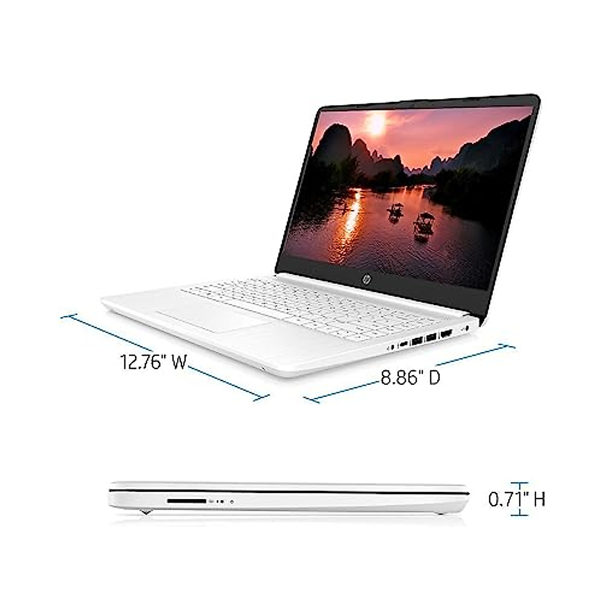HP Premium 14-inch HD Laptop Computer| Intel Dual Core 2.8GHz 16GB RAM 576GB(64GB SSD+512GB Card)| Webcam Bluetooth HDMI USB-C Wi-Fi Fast Charge| Windows 11 S with 1 Year MS 365| LIONEYE Bundle| White