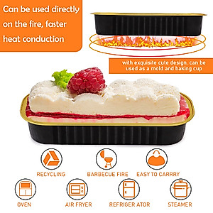 Mini Cake Pans with Lids,6.8 Oz Mini Loaf Pans with Lids Aluminum Foil Mini Loaf Baking Pans 100pcs Disposable Bread Pan Aluminum Foil Long Baking Cupcake Liners for Cake Bakery Wedding Birthday Party