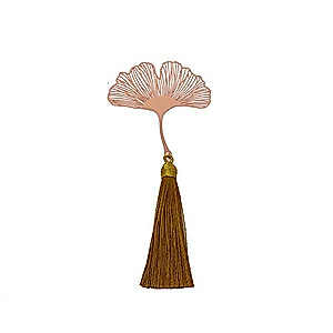 yueton Metal Leaf Tassel Bookmarks Ginkgo Leaf Bookmarkers Rose Gold Plated Brass Page Marker for Book Lovers
