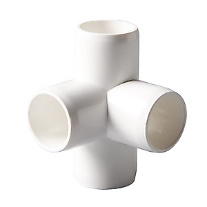 Rainbow Dream 4-Way 3/4 Inch PVC Elbow Corner Tee Fittings, 4 Way PVC Pipe Fitting Connectors - Build Heavy Duty Furniture Grade for 3/4 inch PVC Pipe - 8 Pack, White