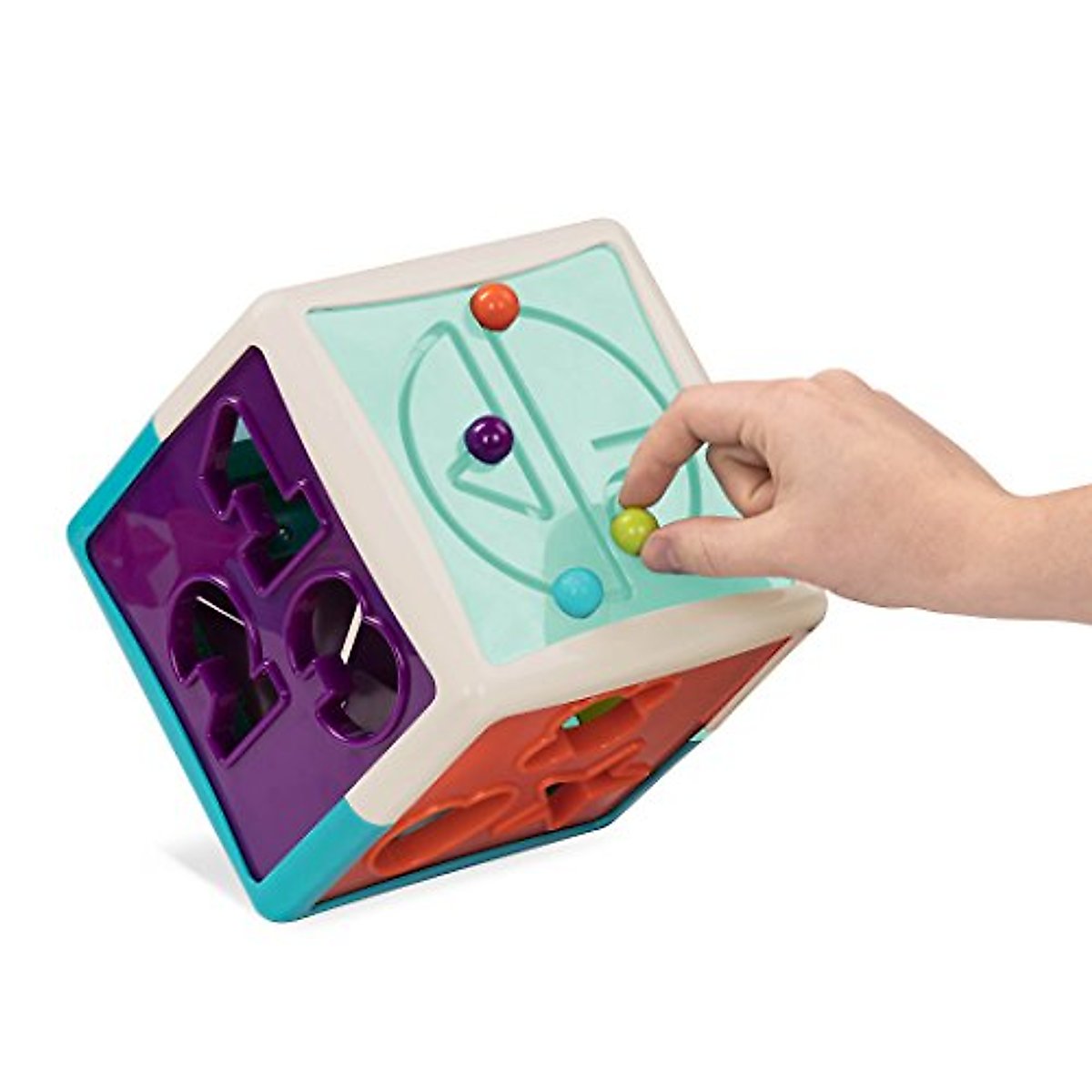 Battat – Sort & Stack Combo – 17-Piece Sensory Sorting Set – Activity Cube With Bead Maze – Educational & Dexterity Toys – 2 Years + – Shape Sorter Cube + Stacking Rings
