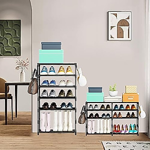 LOEFME 7 Tier Shoe Rack, Metal Shoe Rack Organizer, 24-28 Pairs Tall Shoe Stand, Quick Assembly, Stackable DIY Shoes Rack Space-Saving, Boot Rack Shoe Holder for Entryway, Closet, Garage, Bedroom