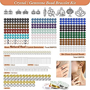 UnityStar 535pcs Bracelet Making Kit, Stone Beads for Jewelry 8mm Crystal Natural Gemstone Bracelets Earrings Necklaces Rings DIY, Gift Couples Lovers (UT0032A)