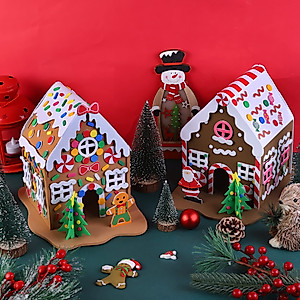 Elcoho 3 Sets of Gingerbread House DIY Craft Kit 3D Christmas Foam Stickers Decorations Party Crafts Decorations for Christmas Party Favors Project Art and Craft DIY Kit